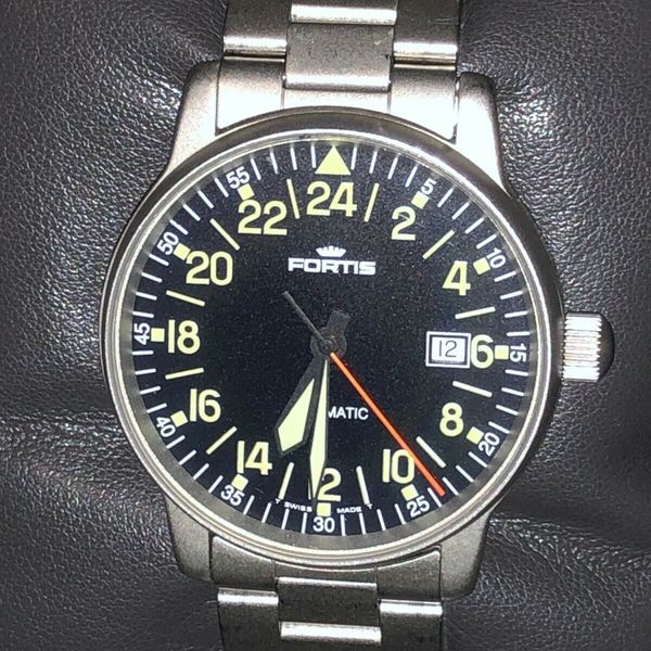 Fortis Pilot Flieger 24 hour auto wrist watch 596.10.148 Sapphire ...