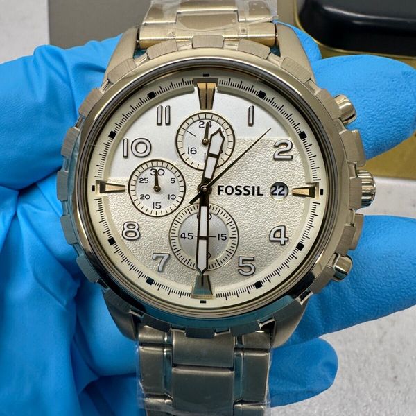 Fossil Dean FS4867 Stainless Steel Chronograph Quartz Watch Gold ...