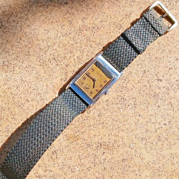 ZENITH Rectangular Tank Military Manual Wind 22mm Steel Tropical Dial ...