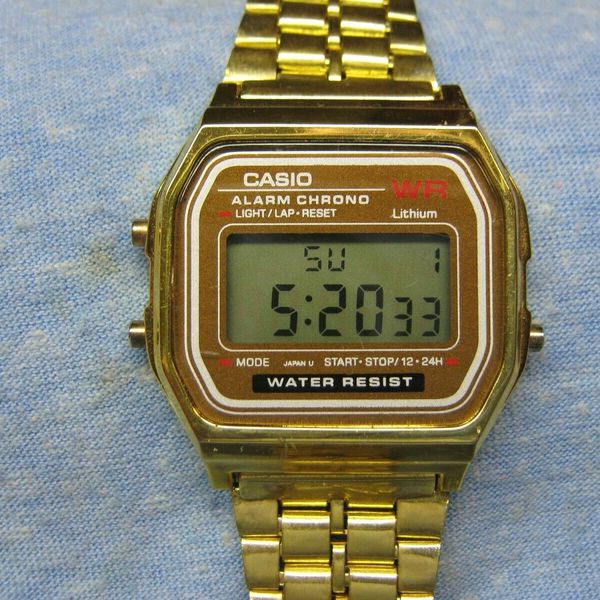 Men's CASIO Water Resistant Digital Gold Watch A159W w/ New Battery | WatchCharts