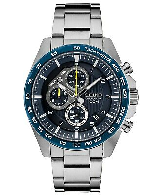 Seiko Quartz Chronograph Blue Dial Stainless Steel Men's Watch SSB321 ...
