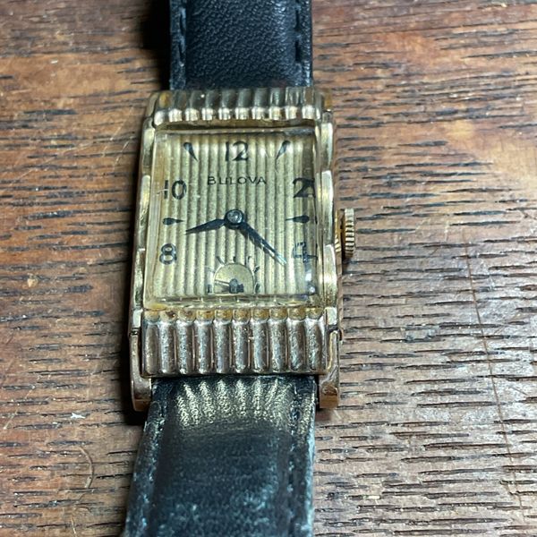 Vintage Bulova Menâ s Tank Watch 21 Jewel Gold Filled Case A9 ...