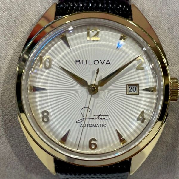 Bulova Frank Sinatra "Fly Me To The Moon" Automatic Men's Leather Watch ...