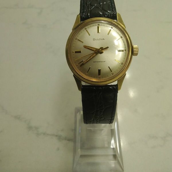 Vintage Watch Mens Bulova Waterproof 1967 M7 Gold Plated Excellent ...