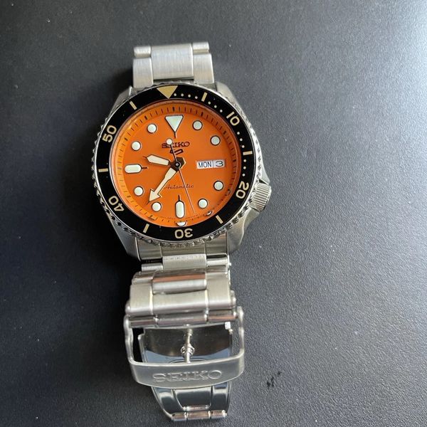 Seiko 5 Sports SRPD59K1 Men's Stainless Steel Orange Dial 100M ...