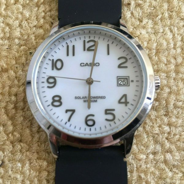 Casio MTP-S100L-7B1 Solar Powered Black Silicone Band Men's Watch MTP ...