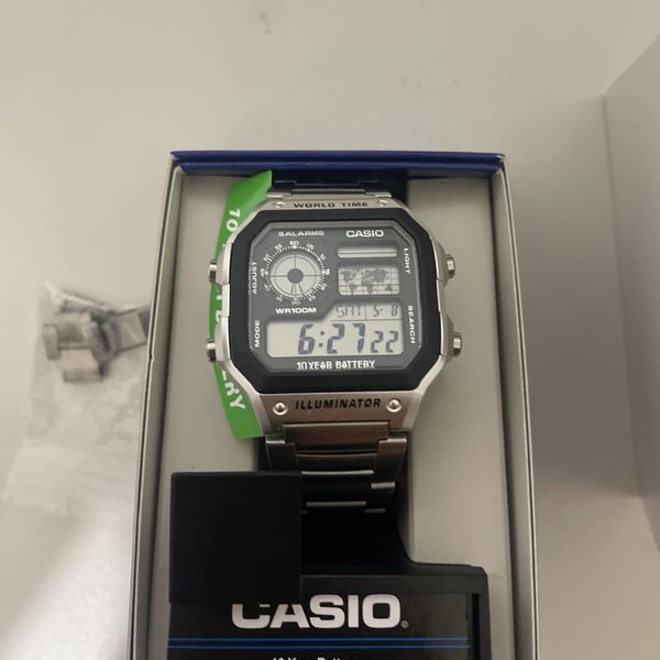 Casio AE1200WHD-1A Men Digital Dial Wristwatch - Silver | WatchCharts ...