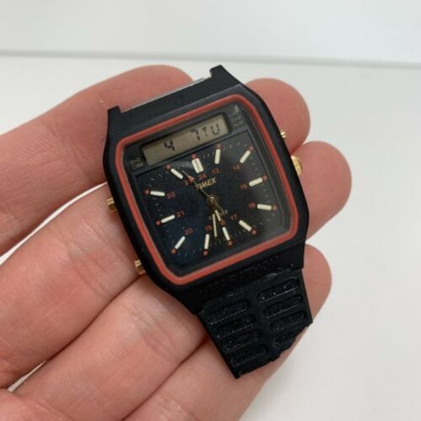 Vintage Timex Dual Time Analog Digital Watch Marathon Quartz Rare As Is ...