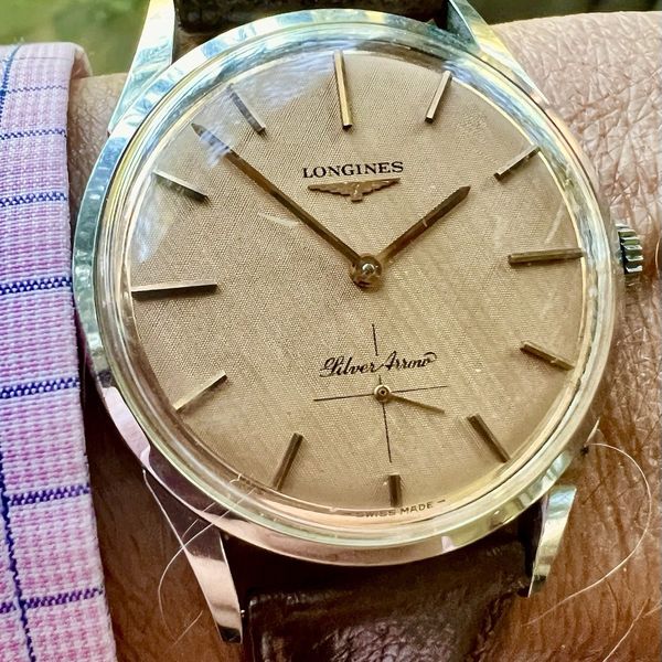Vintage (1967) Swiss Longines Silver Arrow Watch - Gold Linen Dial - B ...
