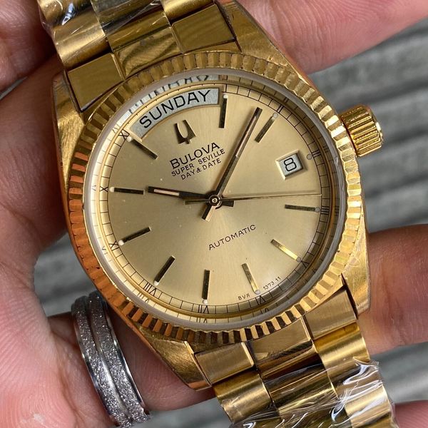 Rare Bulova President Super Seville Day Date Gold Automatic Vintage Men ...