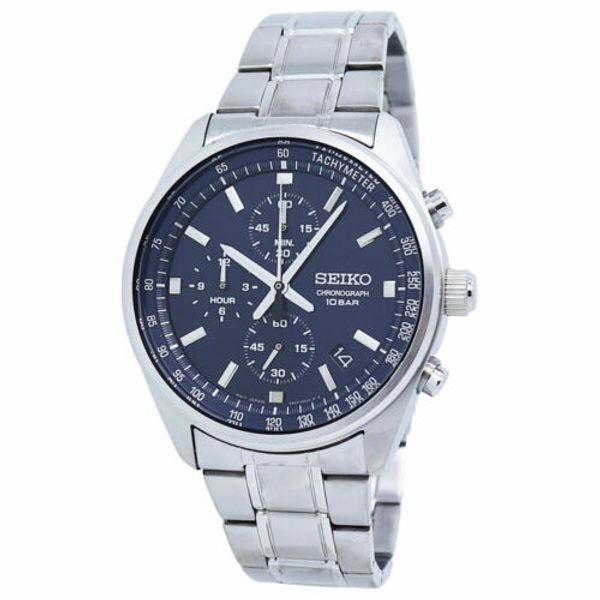 Seiko Chronograph Blue Dial Stainless Steel Men's Watch SSB377 ...