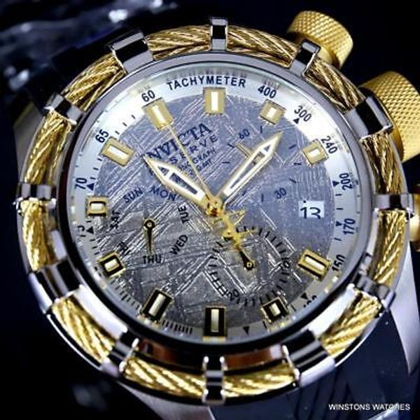 Invicta Reserve Bolt Muonionalusta Meteorite Swiss Mvt Gold Tone 50mm ...