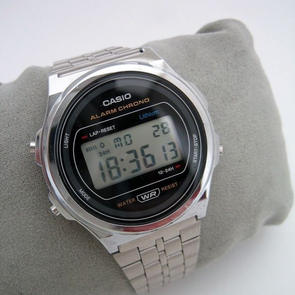 CASIO VINTAGE DIGITAL WATCH A171WE-1A STAINLESS STEEL UNISEX ALARM ...
