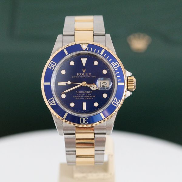 Rolex Submariner 16613 Steel And Gold Blue Dial Bracelet Watch Nice Set ...