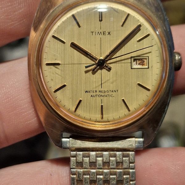 Timex Viscount 1976 Gold Tone Mens Vintage 1970s Automatic Watch Retro ...