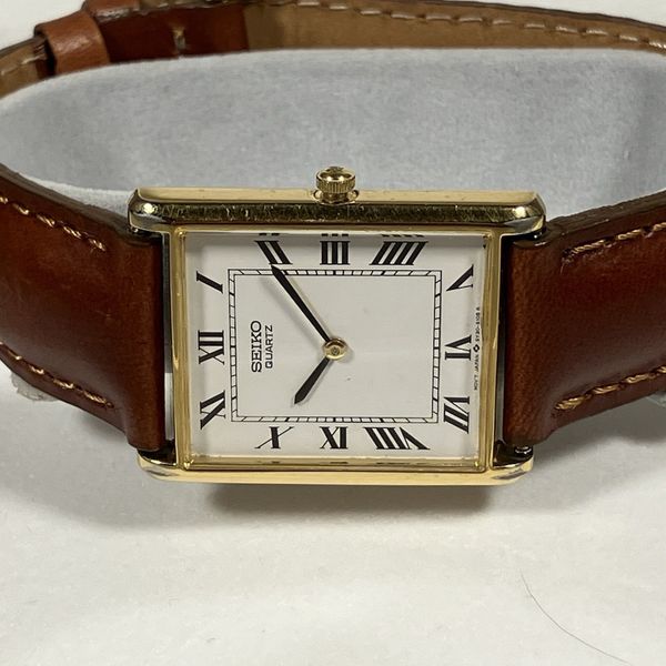 Vintage Seiko 5Y30-5060 Rectangular Gold Analog Watch New Strap Box ...