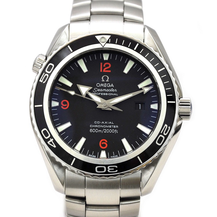 Omega Seamaster Silver Black Dial Calendar 2200-51 Watch SS Stainless ...