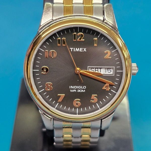 Working Timex Indiglo Two-Tone Expandion Men's Wristwatch T26481 / Bad ...