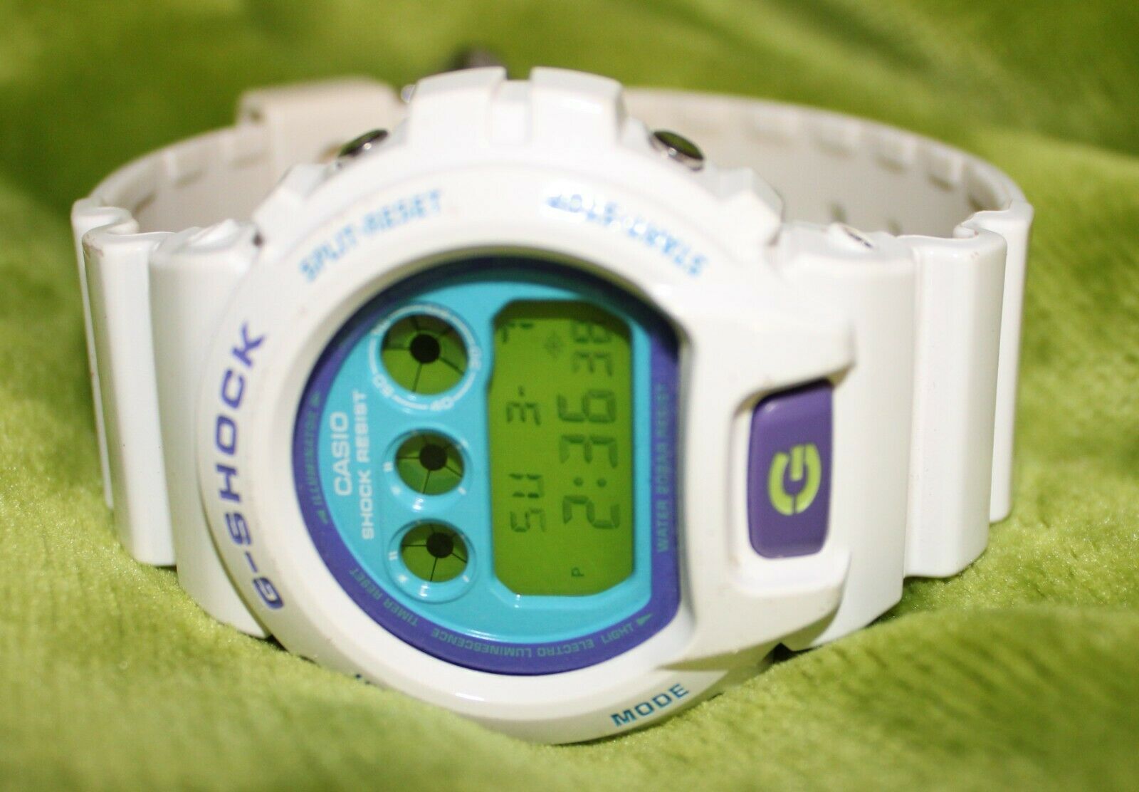 CASIO G-Shock DW6900CS Baby Blue Face White Resin Band Digital Dial ...