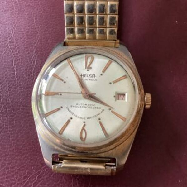 Helsa Mens Watch 25 Jewel Unbreakable Mainspring Swiss Vintage Working ...