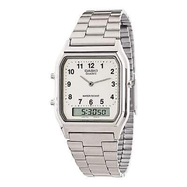 Casio Watch Vintage Retro Dual Time Roman Steel AQ-230A-7BMQ ...