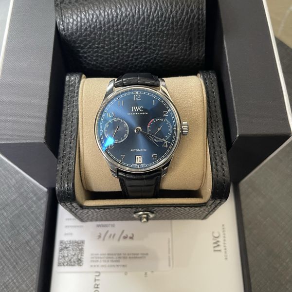 IWC 7 Day Portuguese IW500710 Blue dial | WatchCharts Marketplace