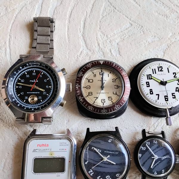 Lot of german watches:Ruhla chronograph,Ruhla amphibian, Junghans parts ...