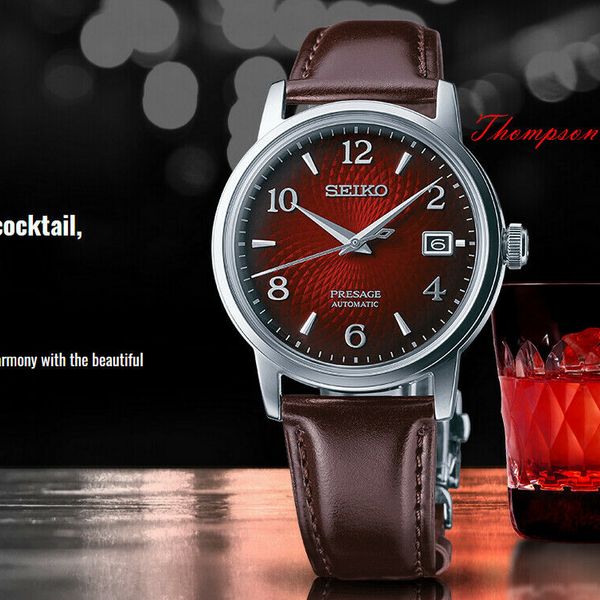 New Seiko SRPE41 Presage Cocktail Time Red Dial Leather US Market Made ...