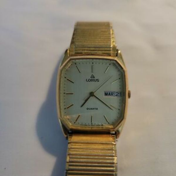 LORUS by SEIKO Y143-5120 Quartz Day/Date Gold Unisex Wristwatch NEW ...