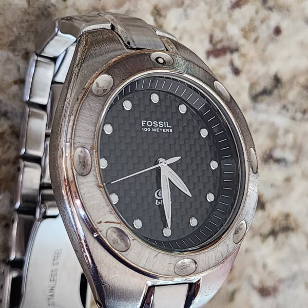 VINTAGE FOSSIL MENS WATCH New ð , New Glass, Well Loved, But Nice ...