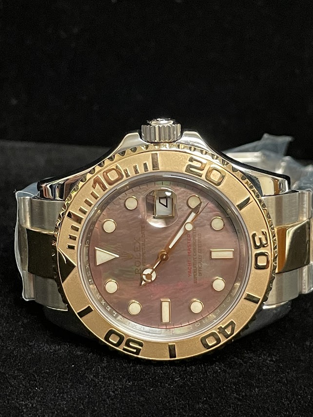 2008 Rolex Yacht-Master 16623 Black MOP Engraved Rehault TT Oyster W ...