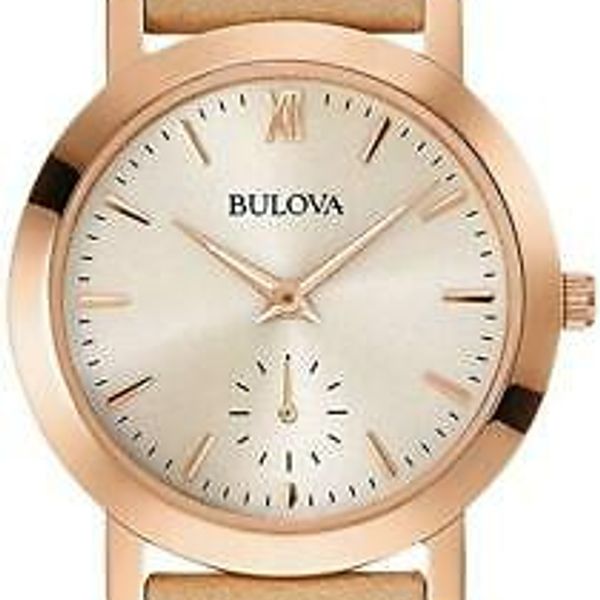 Bulova Classic Womens 97l146 Light Brown / Tan Leather Strap Watch ...