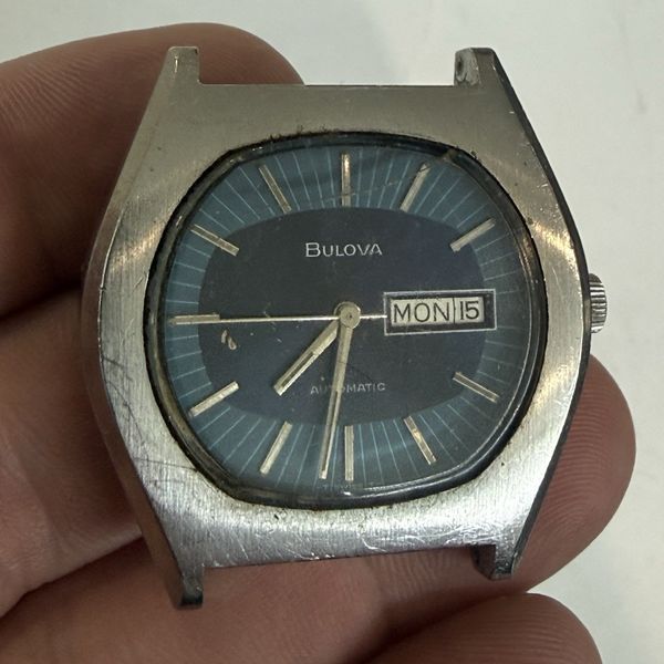 Vintage BULOVA Clipper "AQ" men's automatic watch day/date blue 1972 ...