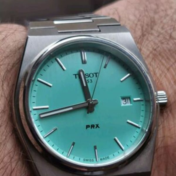 Tissot PRX Silver Men's Watch - T137410A Mint Green | WatchCharts ...