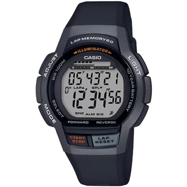 Casio Men's Watch Dual Time Grey Digi Dial Black Resin Strap Alarm WS ...
