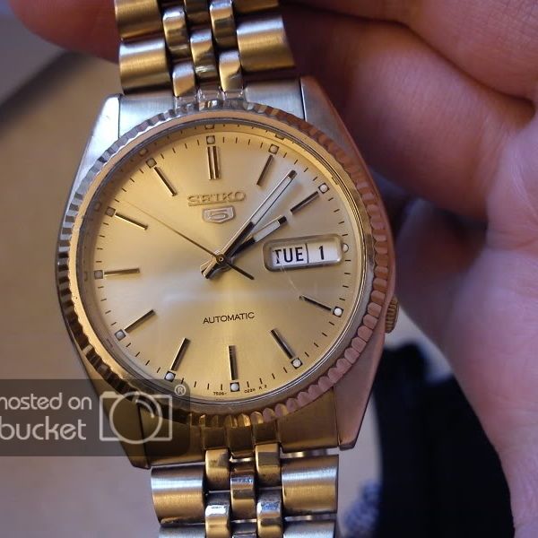 SOLD: Seiko 5 Rolex style gold-toned - $30 | WatchCharts Marketplace