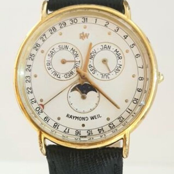 Raymond Weil, Men's, 18K, 6 Jewels, Cal. ETA 255.483,DAY/DATE CALANDER ...
