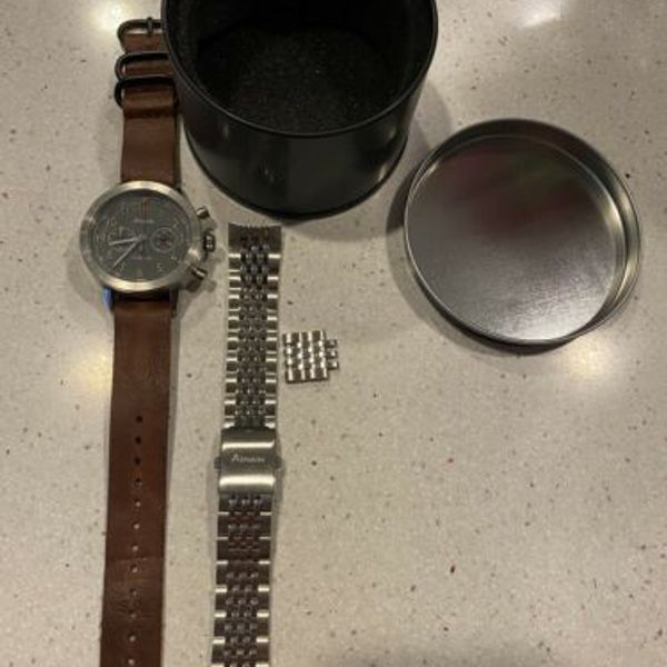 Airain Type 20 VK64 Mecha Quartz Chronograph 41.5 mm Gray dial Chrome ...