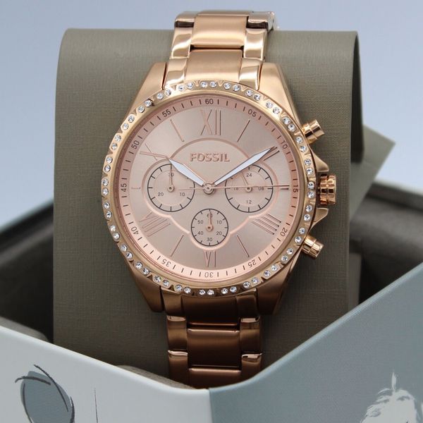 NEW AUTHENTIC FOSSIL MODERN COURIER CHRONOGRAPH ROSE GOLD WOMEN'S ...