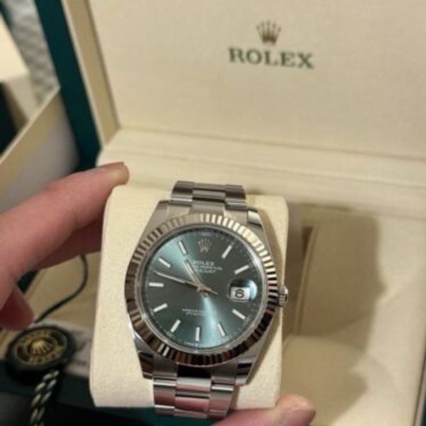Rolex Year 2025 Datejust 41 Mint Green 126334 Full Set Box & Papers ...