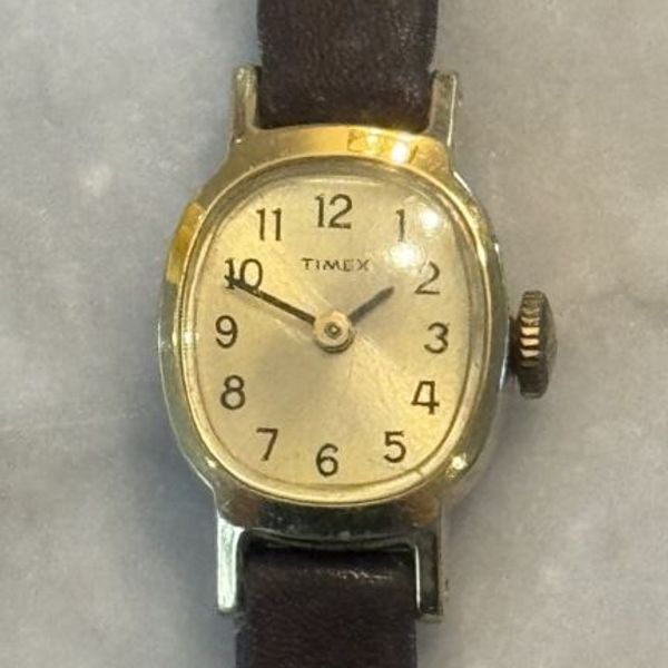Vintage Timex Wind-Up Watch Gold Tone Stainless Steel - 16.5mm Case ...