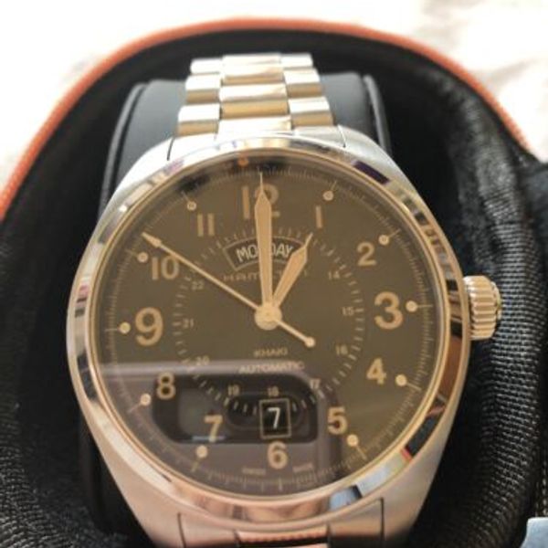 Hamilton Beautiful Khaki Field Day-Date Auto H70505933 Mens ...
