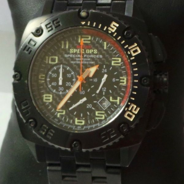 MTM Special Ops Special Forces Chronograph Watch Black Stainless Steel ...