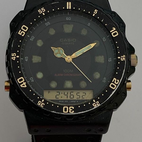 Vintage CASIO Quartz Diver Watch 100M Alarm Chronograph Japan Casio 358 ...