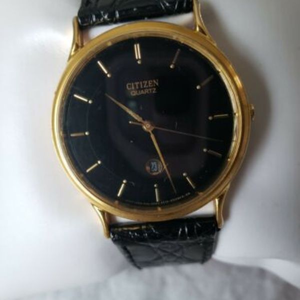 Vintage Citizen Men's Watch Quartz Date Thin 6010-S05626 SMW Black Dial ...