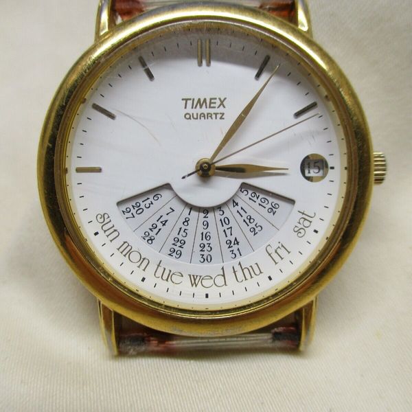 Timex - Perpetual Calendar - Gold Tone - Quartz Watch - New Battery ...