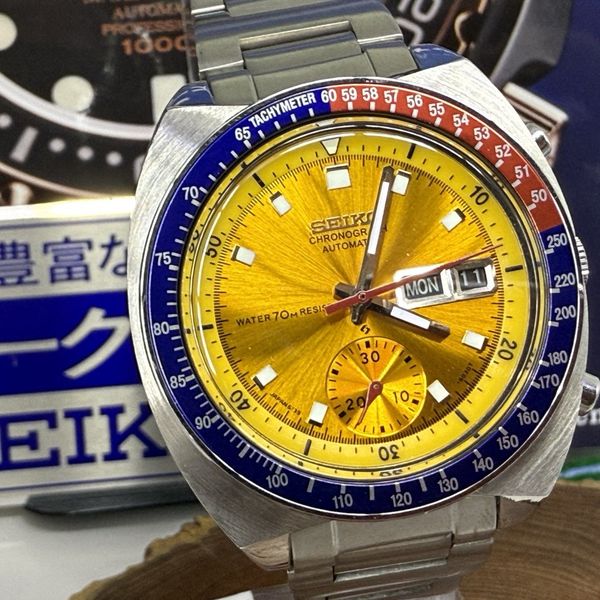 Seiko Pogue Golden Dial Watch 6139 6002 Space Watch Fully Refurbished ...