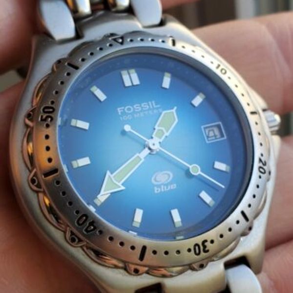 MENS FOSSIL BLUE WATCH AM-3483 WATCH FOSSIL WATCH BLUE DIAL 39mm Quartz ...