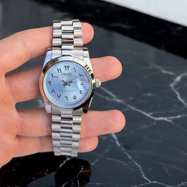 Light Blue/Silver Arabic Dial Custom Seiko Mod NH35 Auto | WatchCharts ...