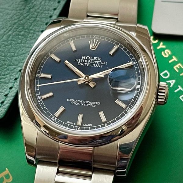 Rolex Datejust 36mm | 116200 Blue Index Dial Roulette Date Wheel - Full ...